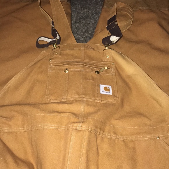 Carhartt | Pants | Carhartt Overalls Mens R4 Brn Brown Cotton Lined Bib ...
